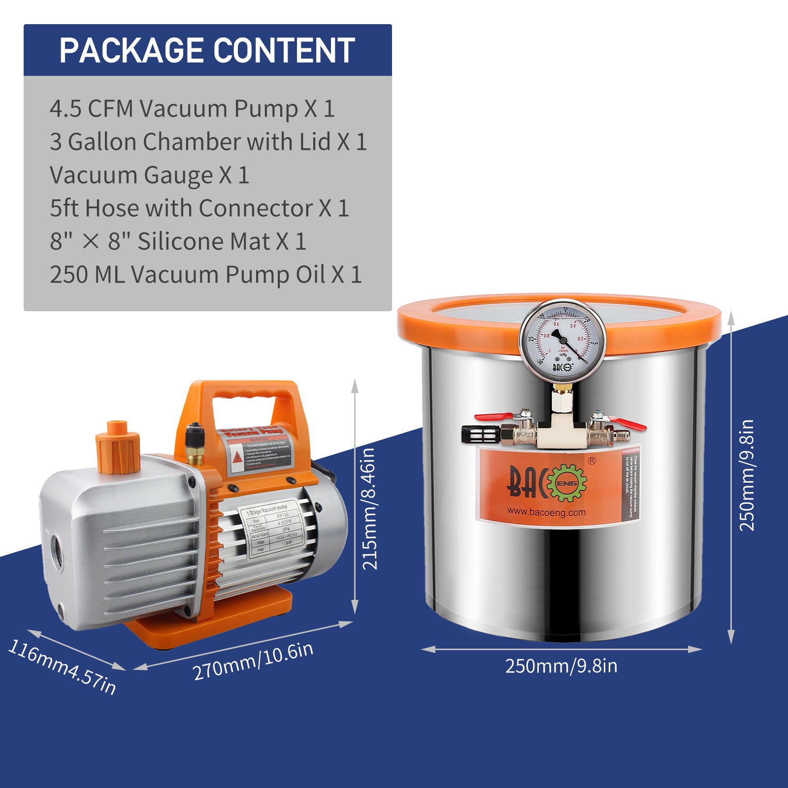 Glass Lid Vacuum Chamber with Pump – BACOENG