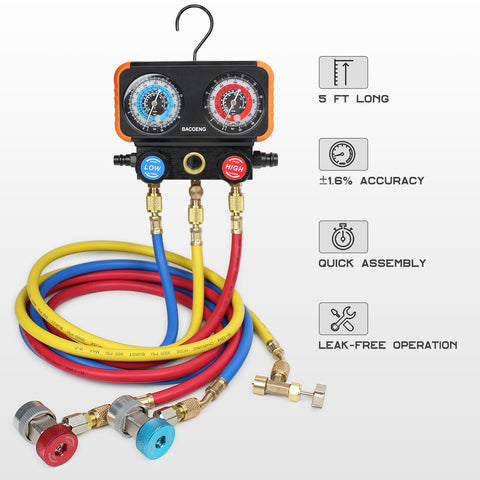 3-Way Manifold Gauge Set (Anti-Shock Gauge) – BACOENG